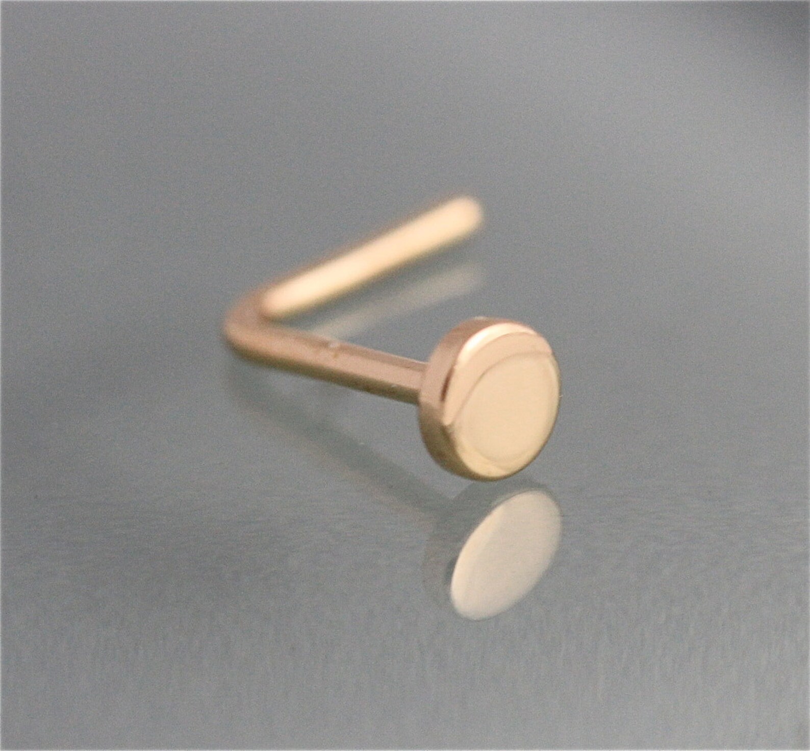 Simple Nose Ring L Stud 14k Yellow or 14k Rose Gold 20ga 18g - Etsy