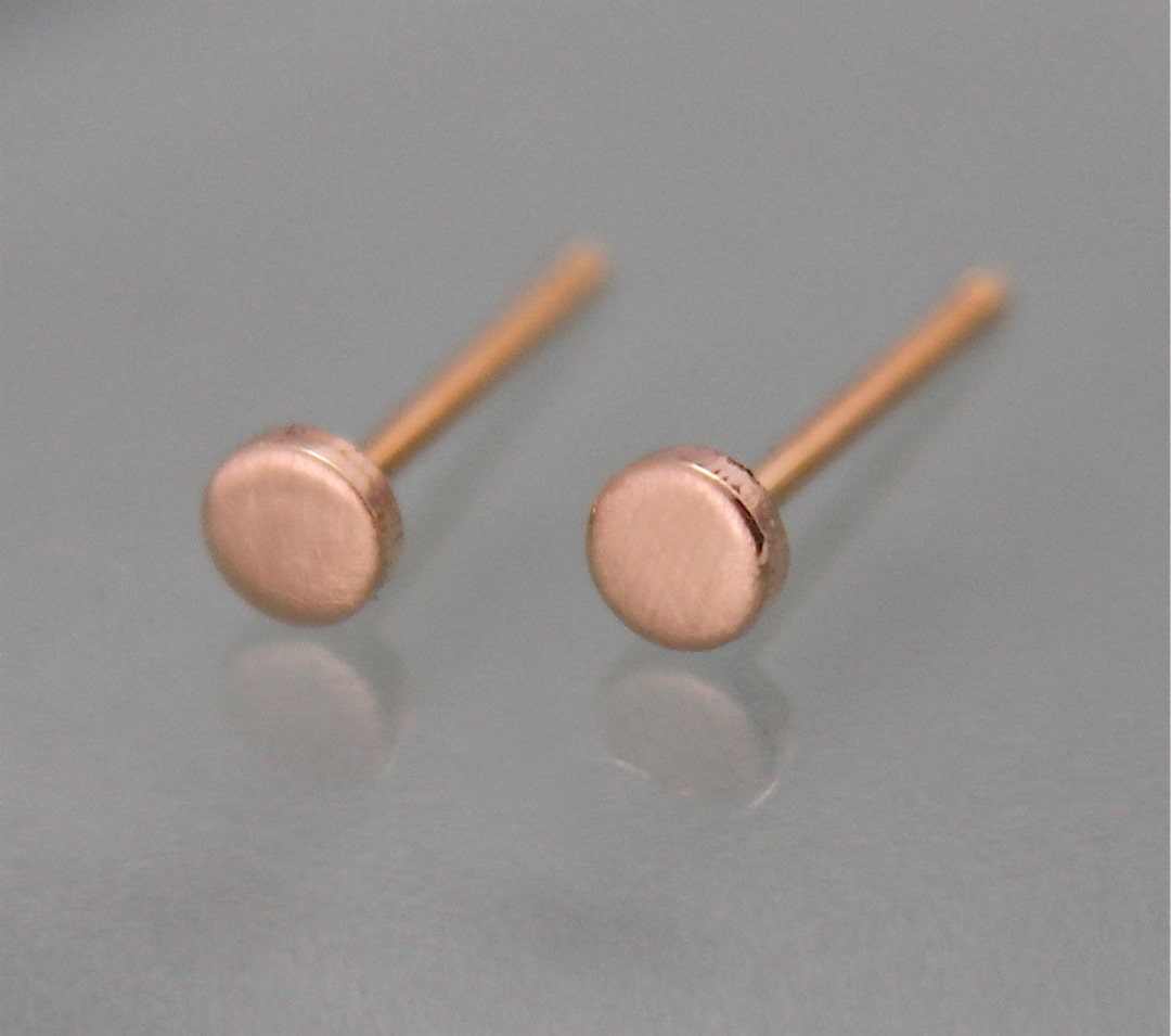 Gold Earrings Tiny Circle Dot Disk 3mm 14k SOLID Yellow Gold Studs ...