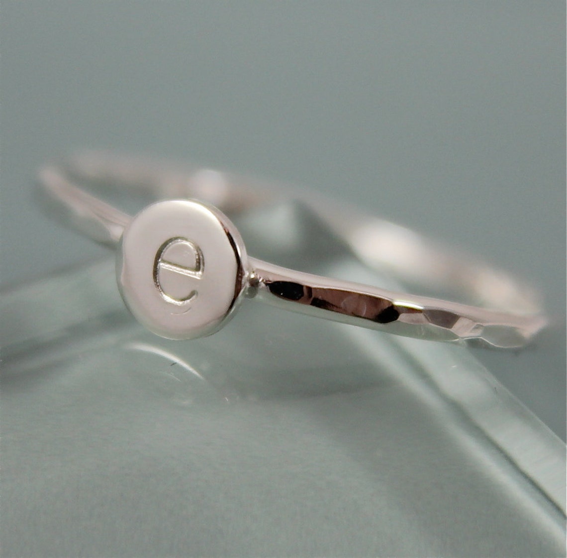 Letter Ring Sterling Silver Circle Disc Stamped Initial Monogram ...