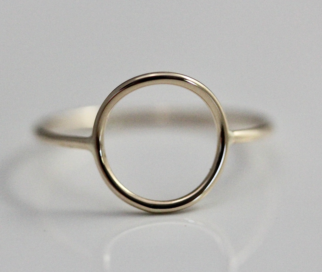 Gold Circle Ring 14k Solid Gold 10mm Open O Circle Karma Geometric ...