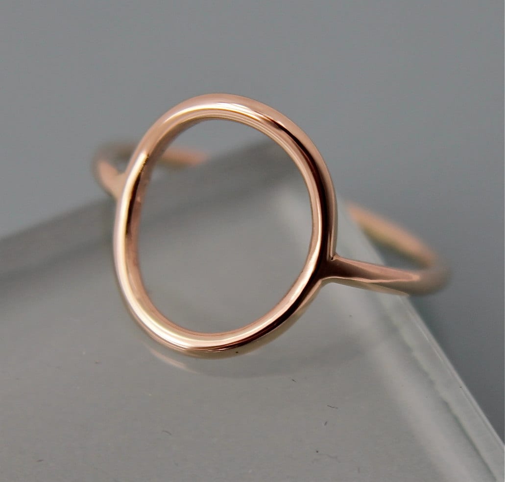 Circle Ring 14k Solid Gold 10mm Open O Circle Geometric - Etsy
