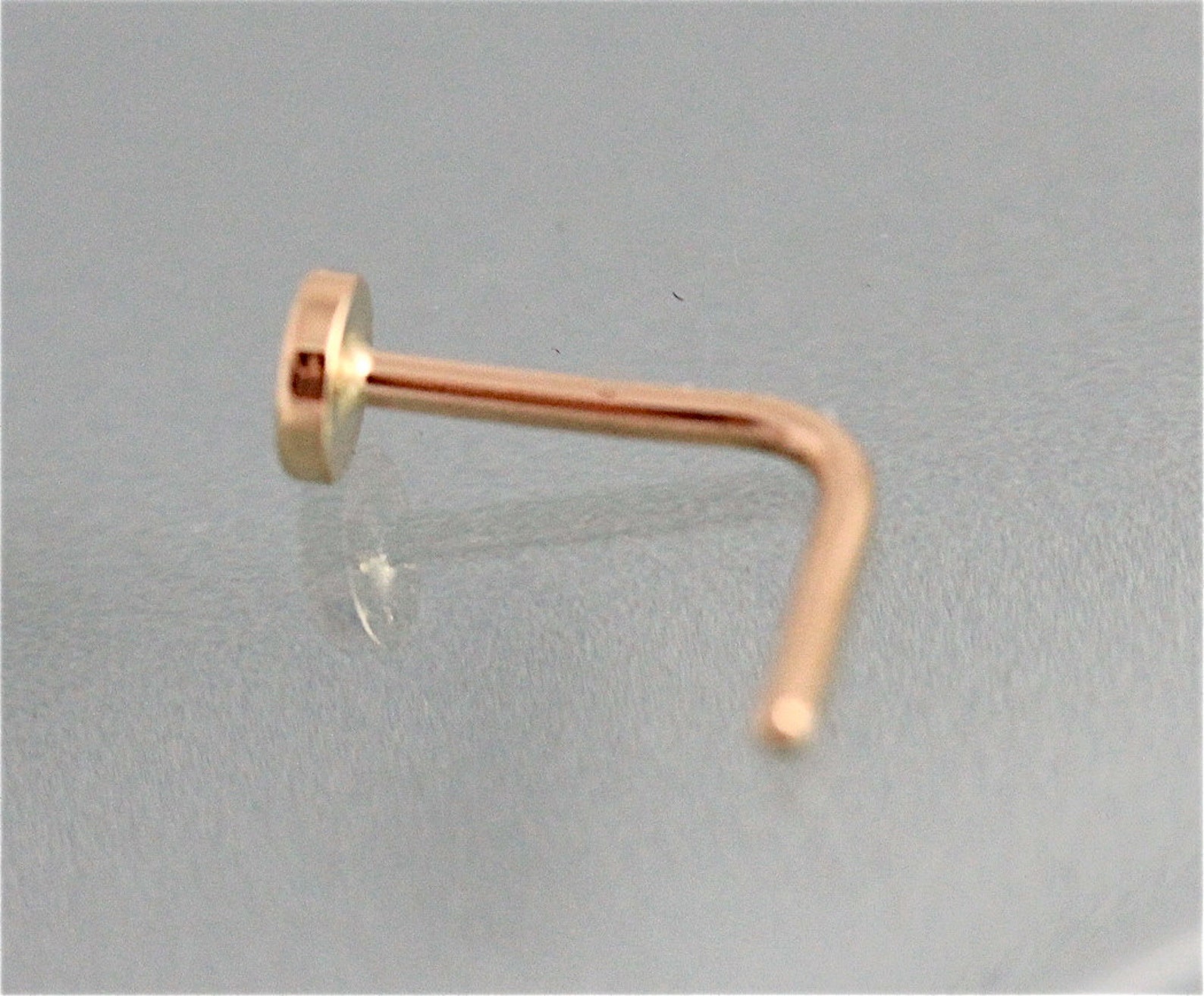 Simple Nose Ring L Stud 14k Yellow or 14k Rose Gold 20ga 18g - Etsy