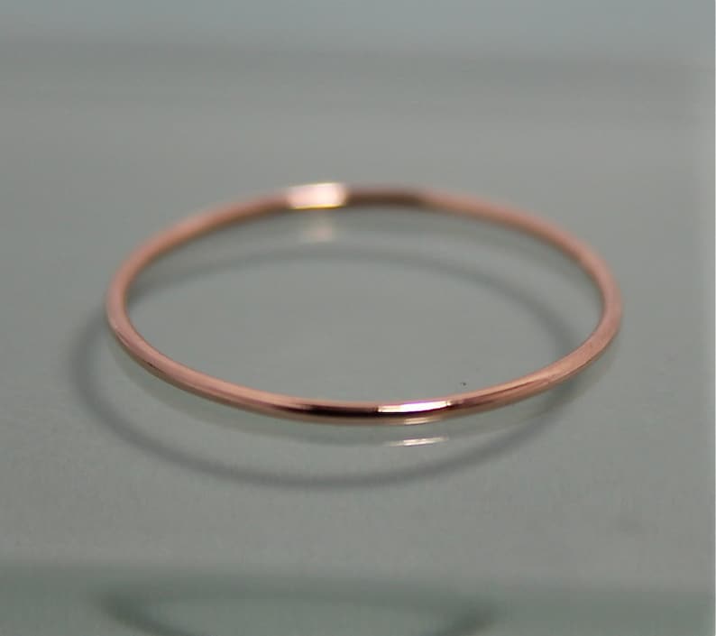 Thread Ring 14k SOLID .8mm Rose Gold Whisper Thin Round Simple - Etsy