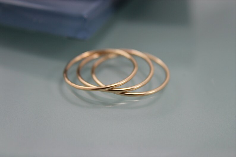 Thin Gold Rings 14k Solid Gold Set of 3 Simple Stacking Band 1mm Thick Skinny Rings Shiny Finish ...