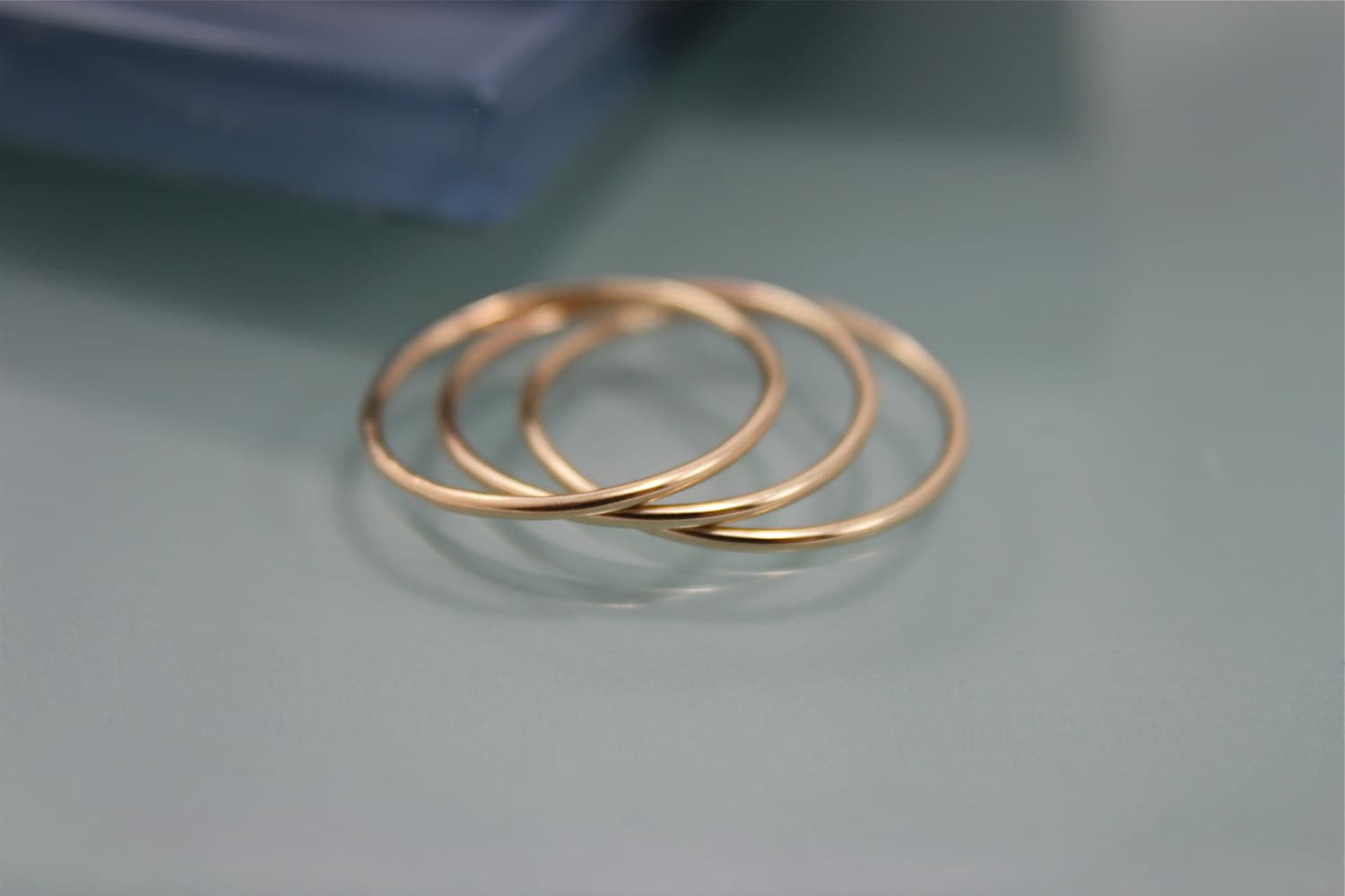 Thin Gold Rings 14k Solid Gold Set of 3 Simple Stacking Band - Etsy