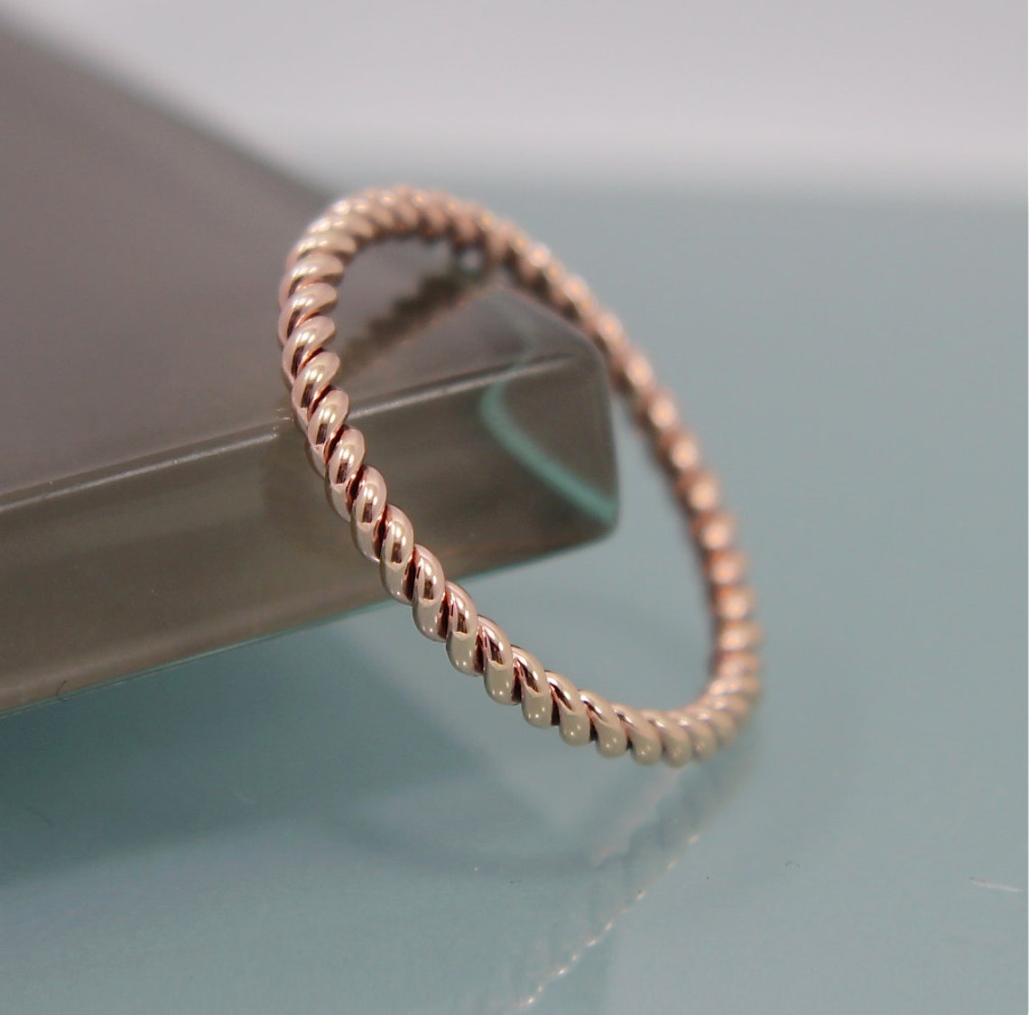 Rose Gold Twist Ring 14k Solid Rose Gold 2mm Twisted Rope - Etsy