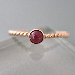 Ruby Twist Ring July Birthstone 14k SOLID Yellow Gold Twist Rope Infinity Ring1.5mm Stacking ...