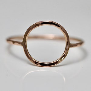 Rose Gold Gold Circle Ring 14k Solid Gold Hammered 10mm Open O Circle ...
