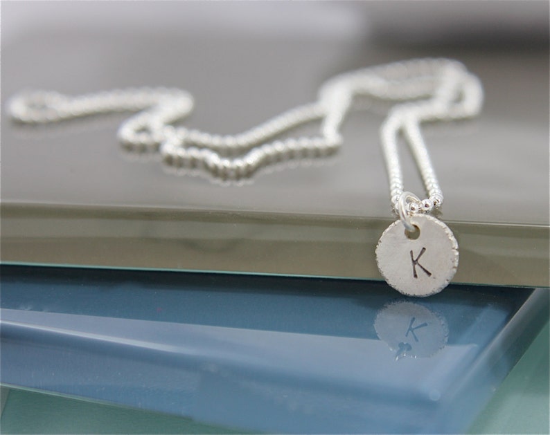 Monogram Brushed Recycled Silver Coin Letter Initial Charm Necklace ...