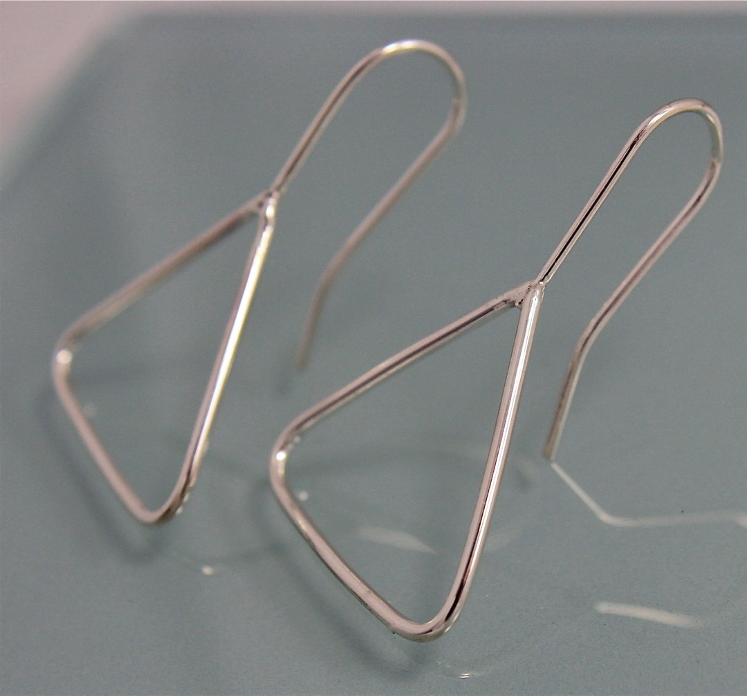 Triangle Earrings Silver 1" Geometric Equilateral Triangle Earrings ...
