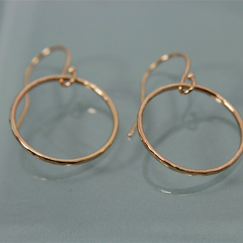 Solid Gold Hoops 14k Yellow Gold Sparkle Loop Dangle Drop - Etsy