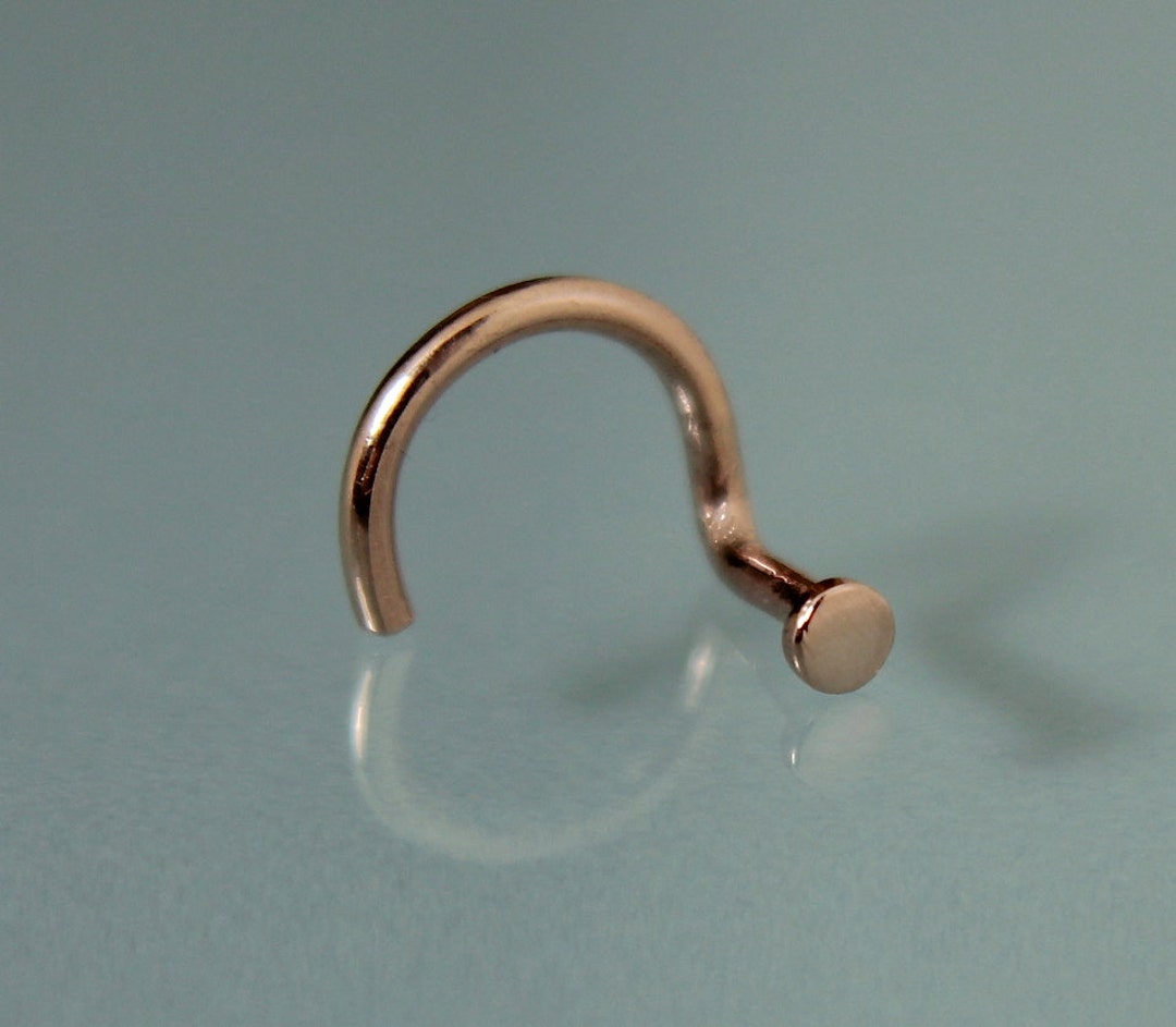 Nose Ring 14k SOLID Rose Gold 2mm Dot Simple Nose Ring Screw Stud ...