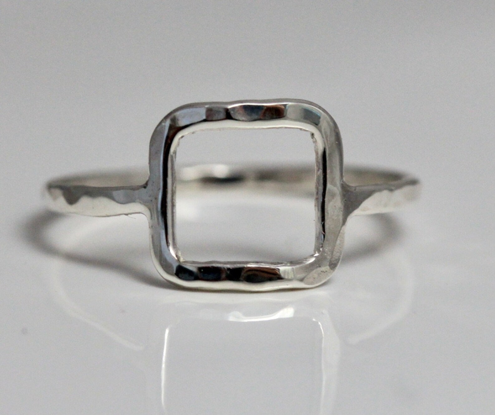 Square Silver Ring 9mm Square Geometric Statement Ring Smooth or ...