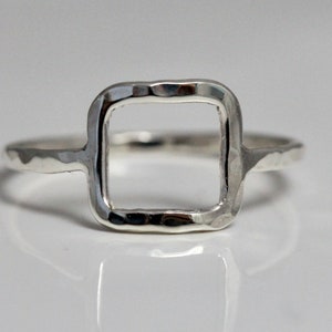 Square Silver Ring 9mm Square Geometric Statement Ring Smooth or ...