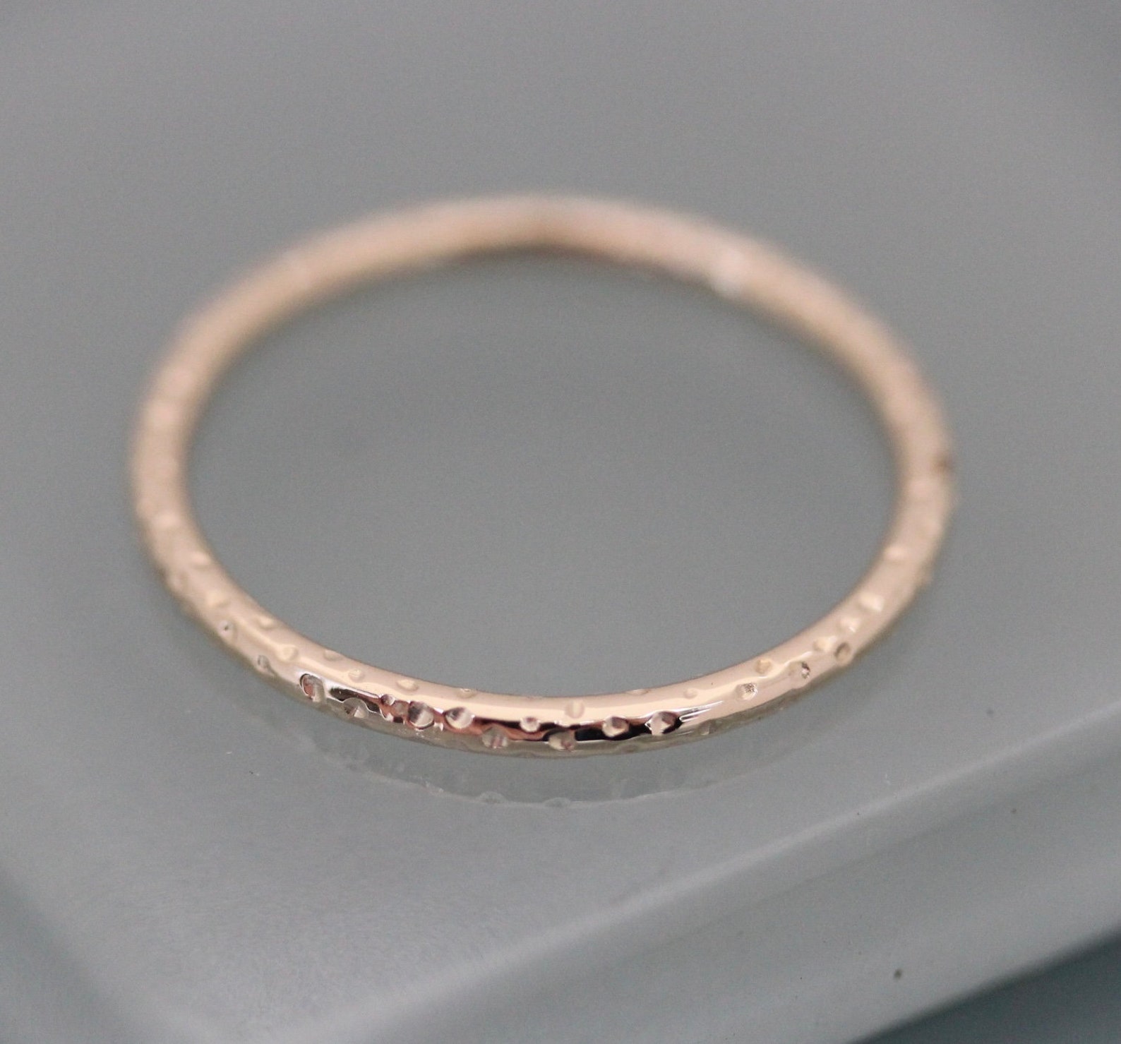 Gold Ring Stardust 14k SOLID Wedding Ring Dot Finish Stacking | Etsy