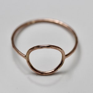 Rose Gold Gold Circle Ring 14k Solid Gold Hammered 10mm Open O Circle ...
