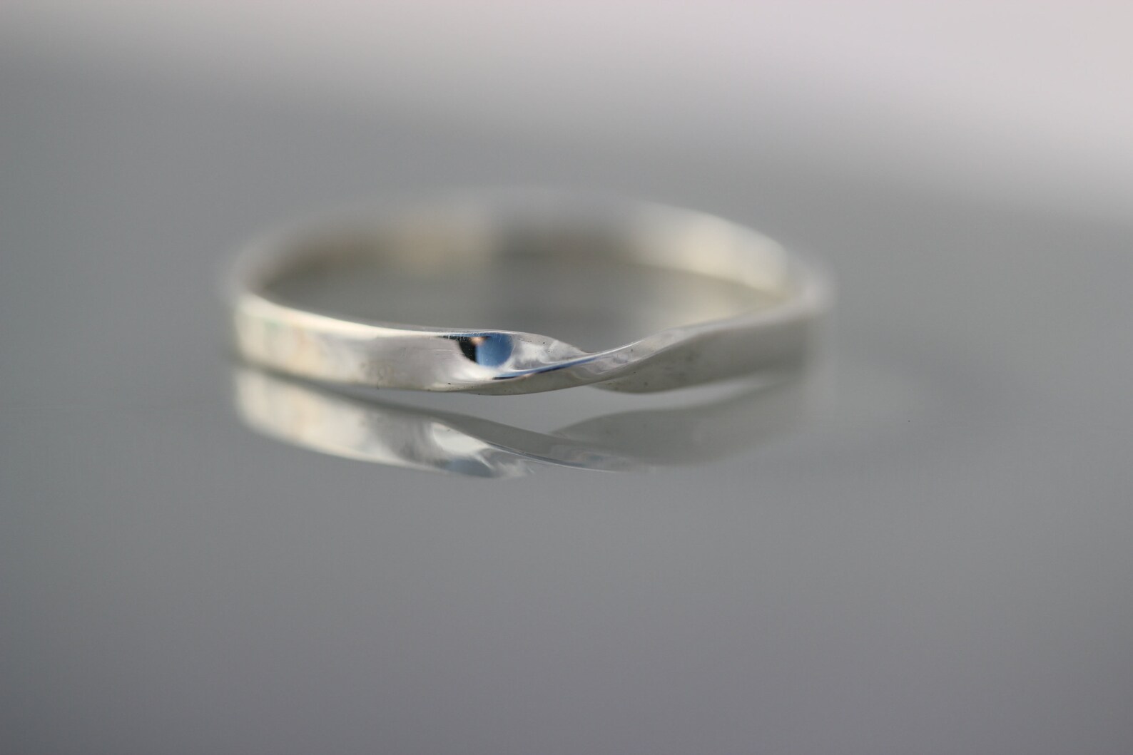 Silver Mobius Ring Sterling Single Twist Ring Flat 2mm X 1mm 14k Yellow ...