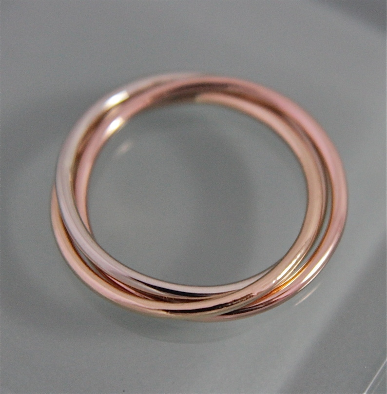 Russian Wedding Band Tri Color 14k Solid Gold Rolling - Etsy