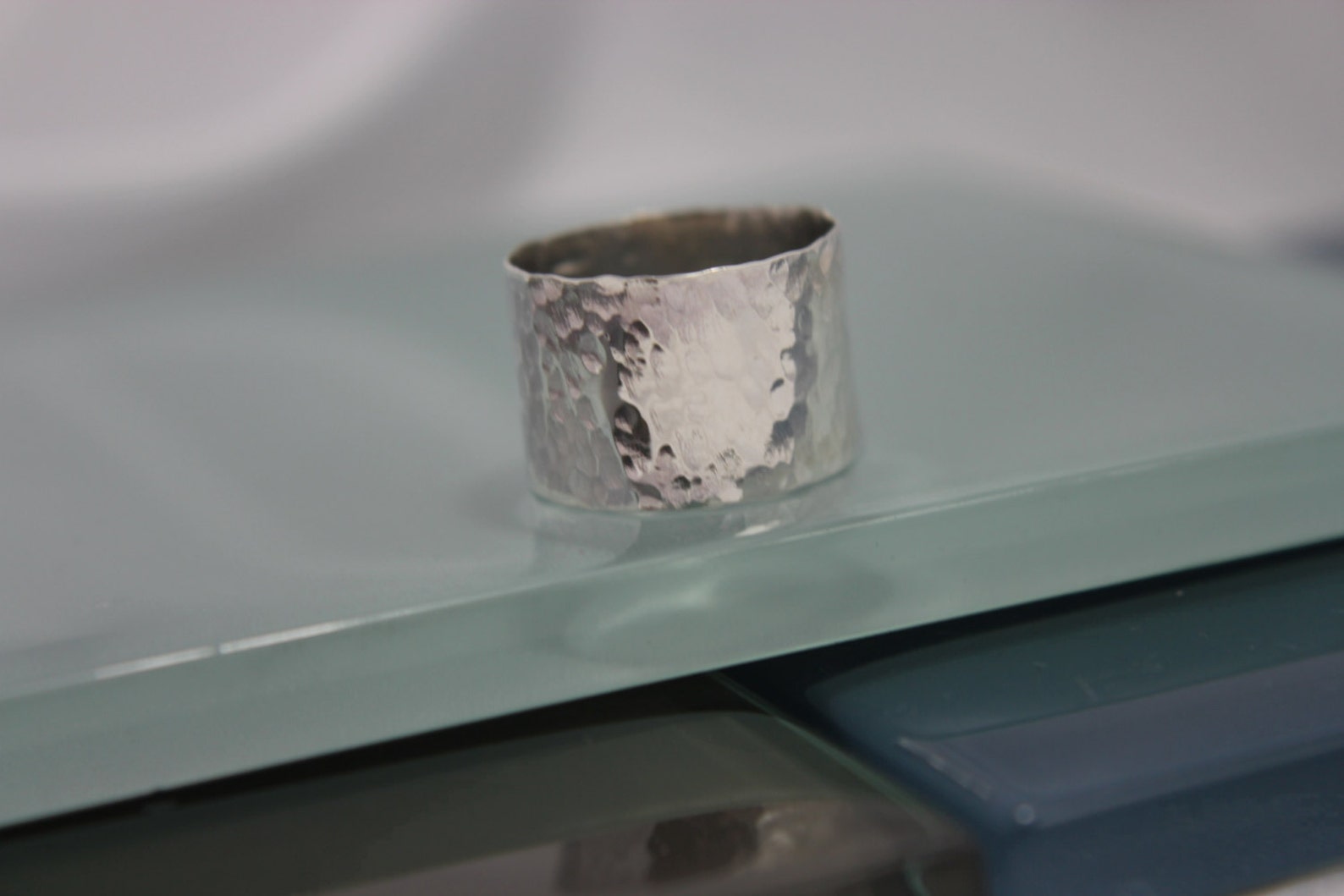 Wide Silver Ring Hammered Texture Sterling Silver Band - Etsy