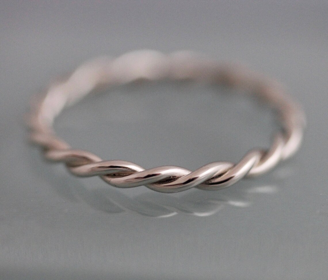 Silver Twist Ring Relaxed Rope Infinity Loose Twisted Wedding | Etsy