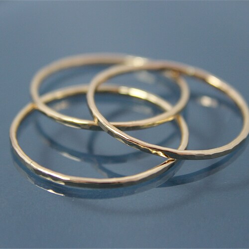 14k Gold Stacking Ring Set 3 Rings / Stack Pattern Rings / | Etsy