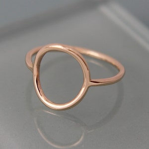 Circle Ring 14k Solid Gold 10mm Open O Circle Geometric Statement Halo ...
