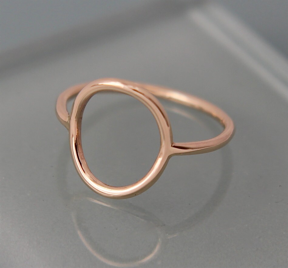 Circle Ring 14k Solid Gold 10mm Open O Circle Geometric - Etsy