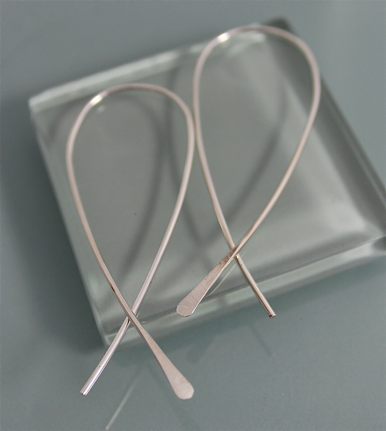Recycled Sterling Silver 2" Loop De Loop Thread Hoops Eco Friendly ...