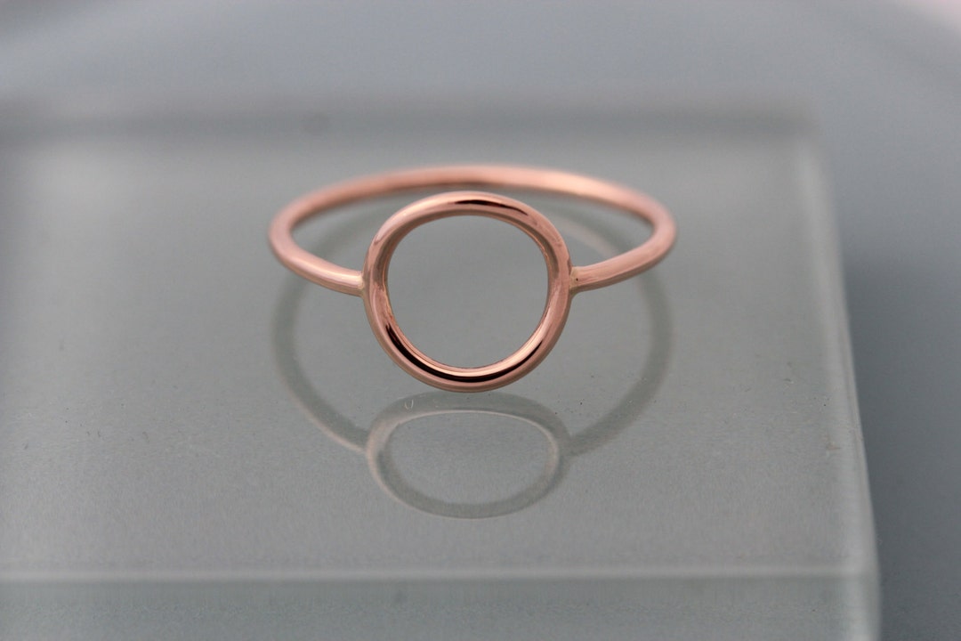 Rose Gold Circle Ring 14k Solid Gold 10mm Open O Circle Geometric ...