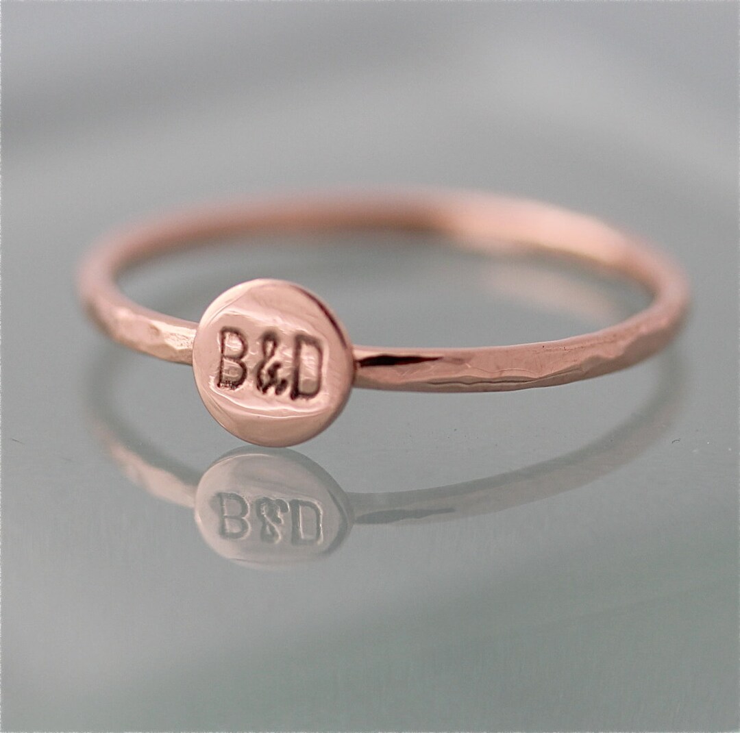 Letter Ring 14k Gold Double Initial and Ampersand Personalized Rose ...