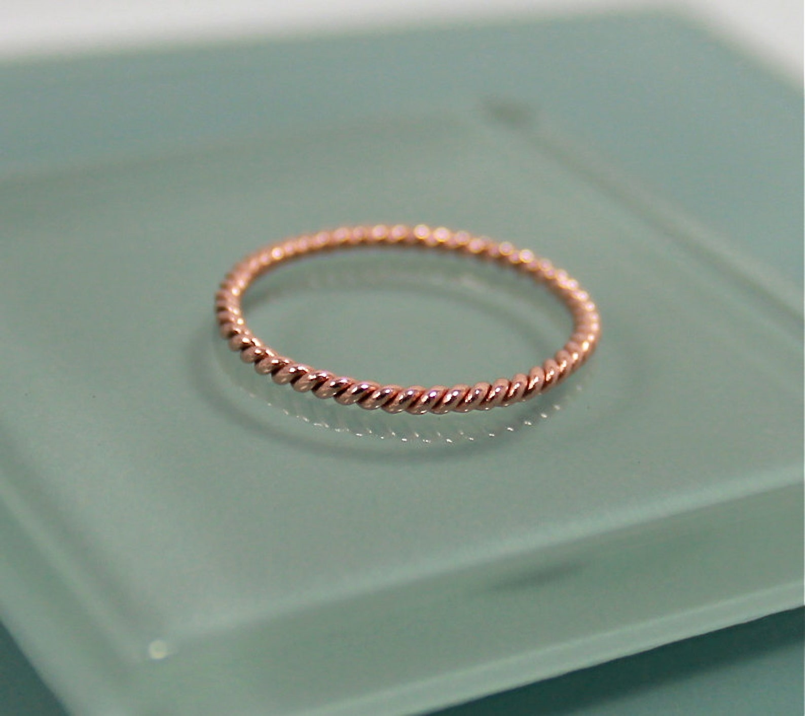 Twist Ring 14k SOLID Rose Gold 1.5mm Twisted Rope Infinity Band ...
