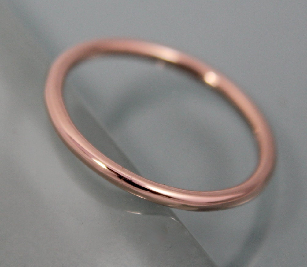 Rose Gold Wedding Ring 14k SOLID Rose Gold Stacking Band Ring | Etsy