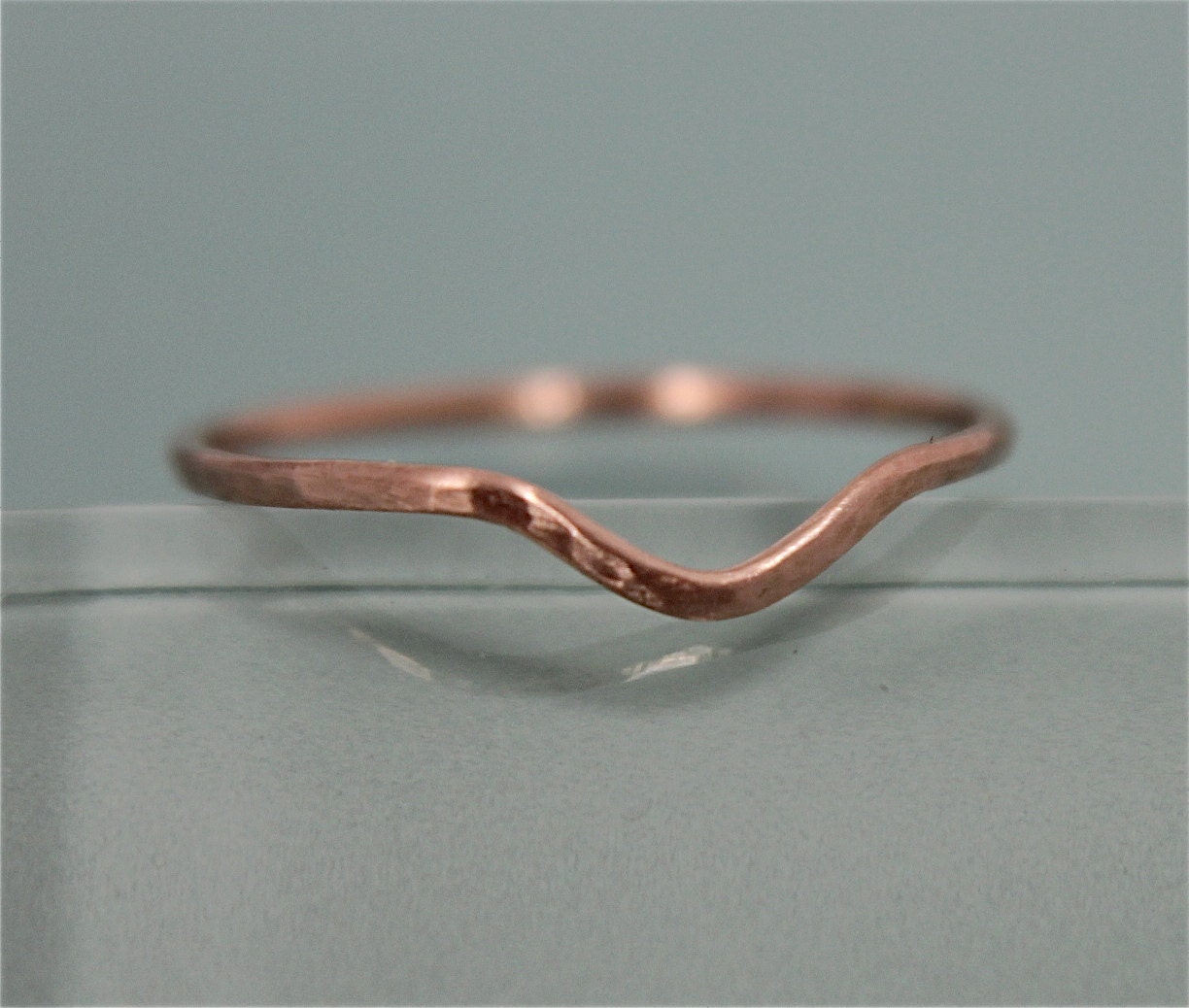 Rose Gold Contour Ring14k SOLID Gold Stacking Band Chevron Hammered ...