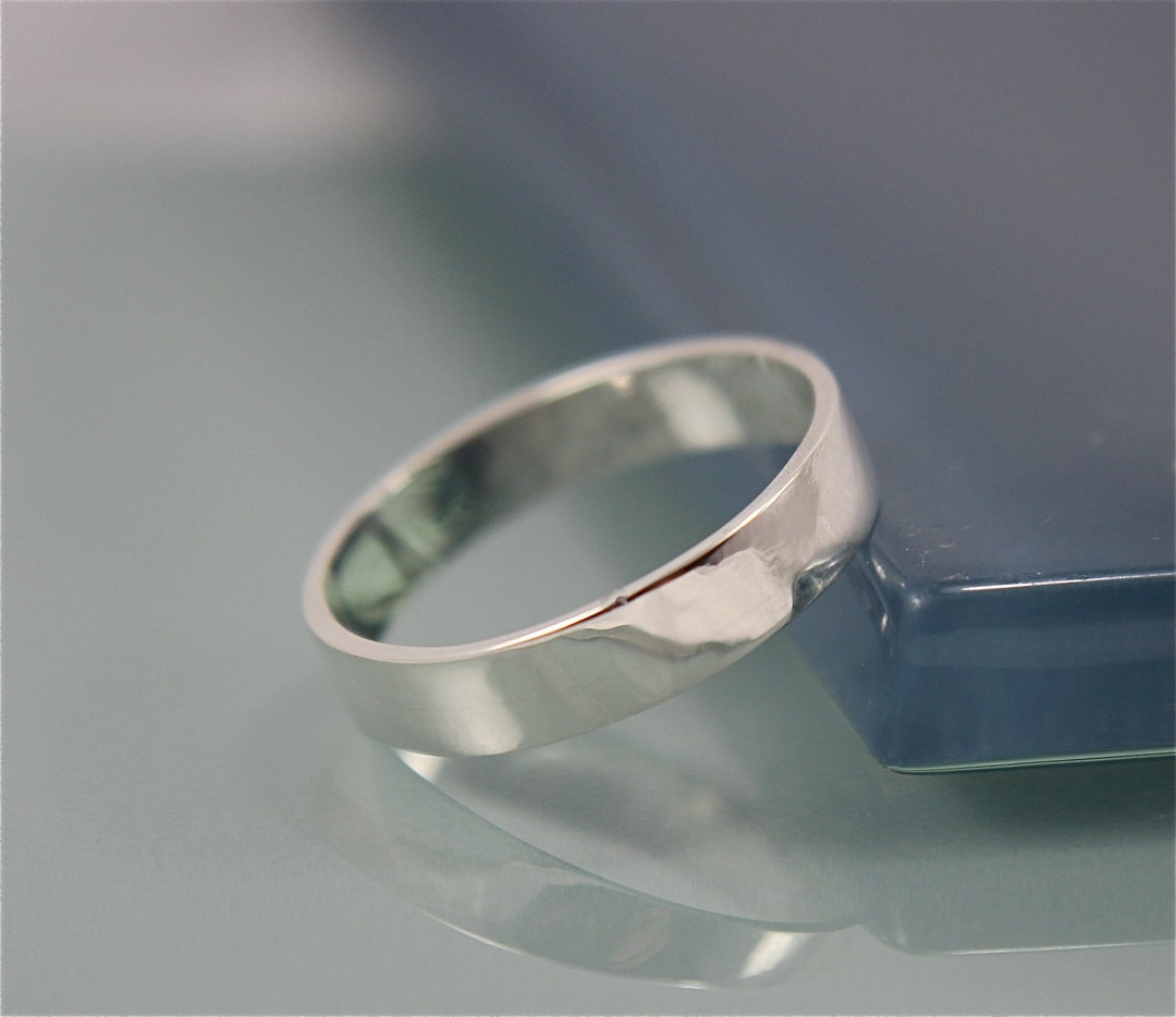 Right Angles Sterling Silver Rectangle 4mm Wide Basic Stacking Band Men ...