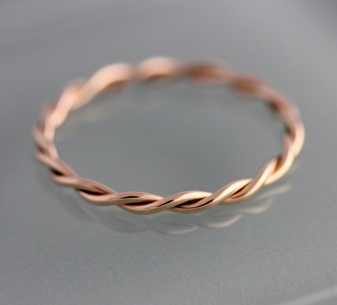 Relaxed Twist Ring 14k SOLID Gold Rope Infinity Loose Twisted Skinny ...