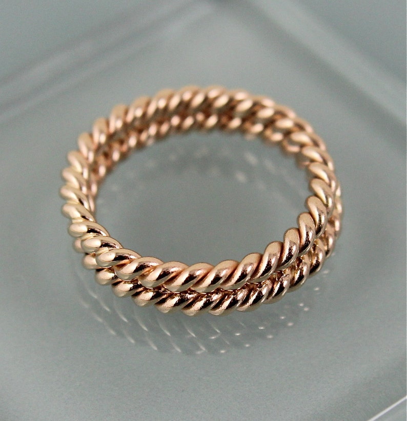 Wedding Set Twist Bands Chunky SOLID 14k Gold Twisted Rope - Etsy