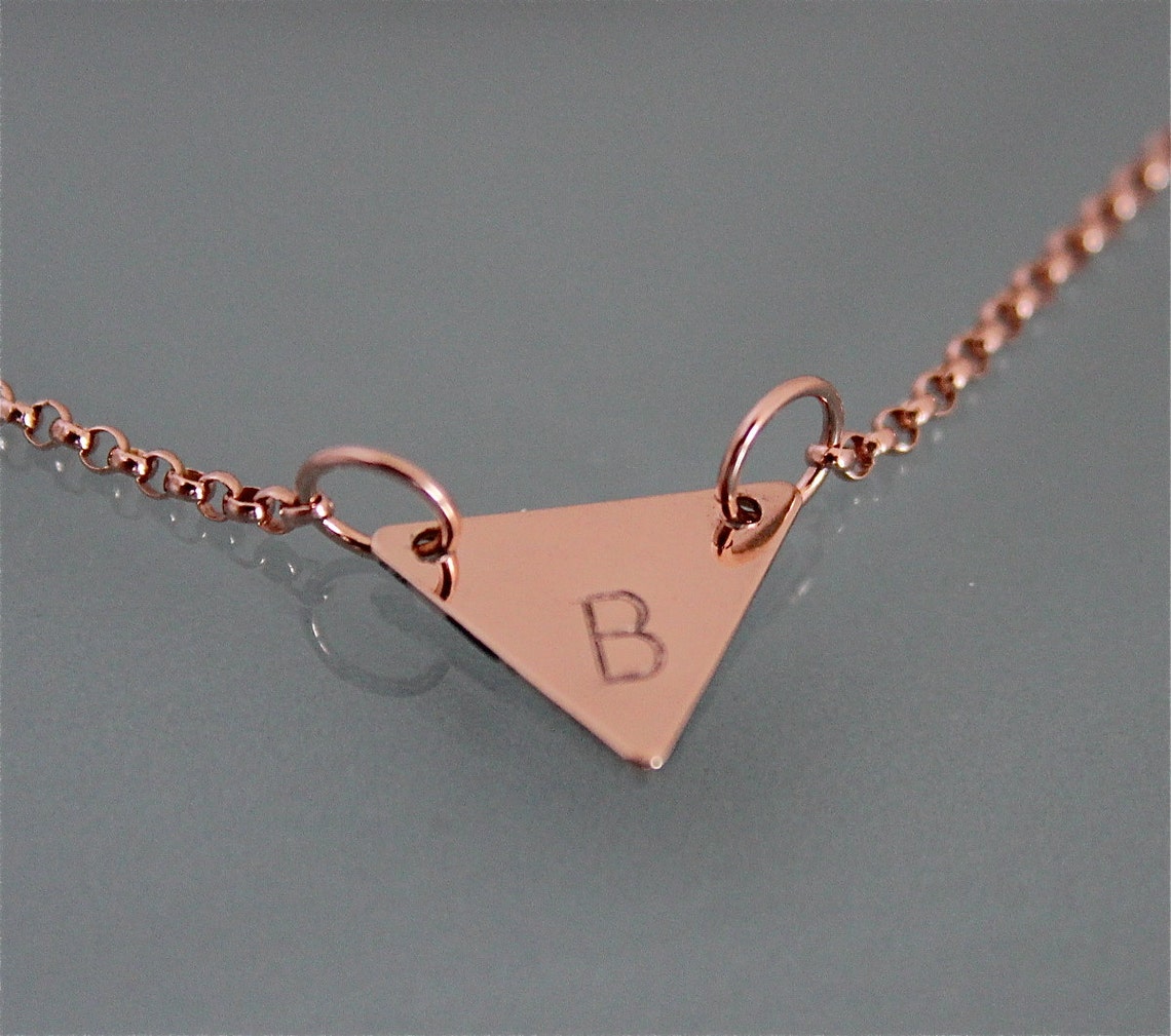 Triangle 14k Rose Gold Filled Layering Necklace Geometric | Etsy