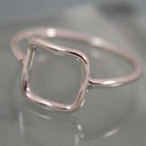 Square Silver Ring 9mm Square Geometric Statement Ring Smooth or ...