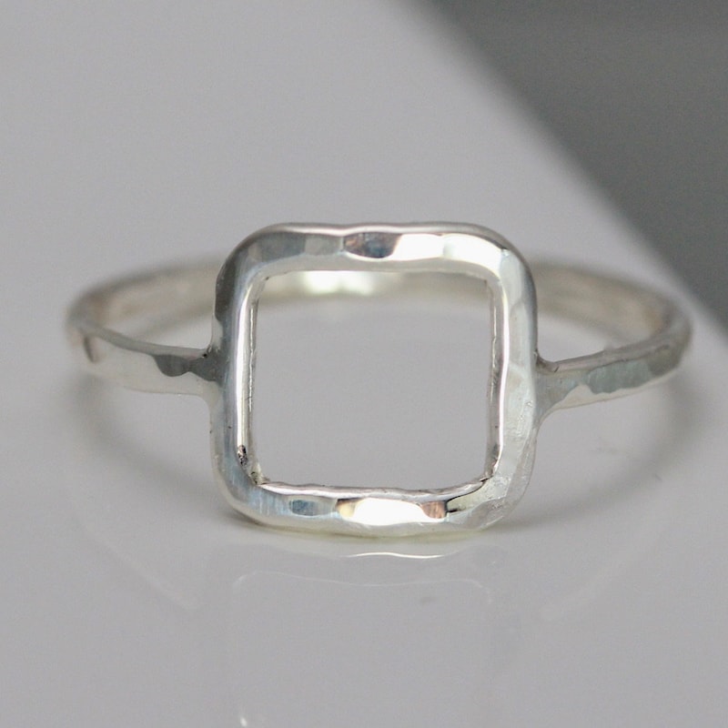 Square Silver Ring - Etsy