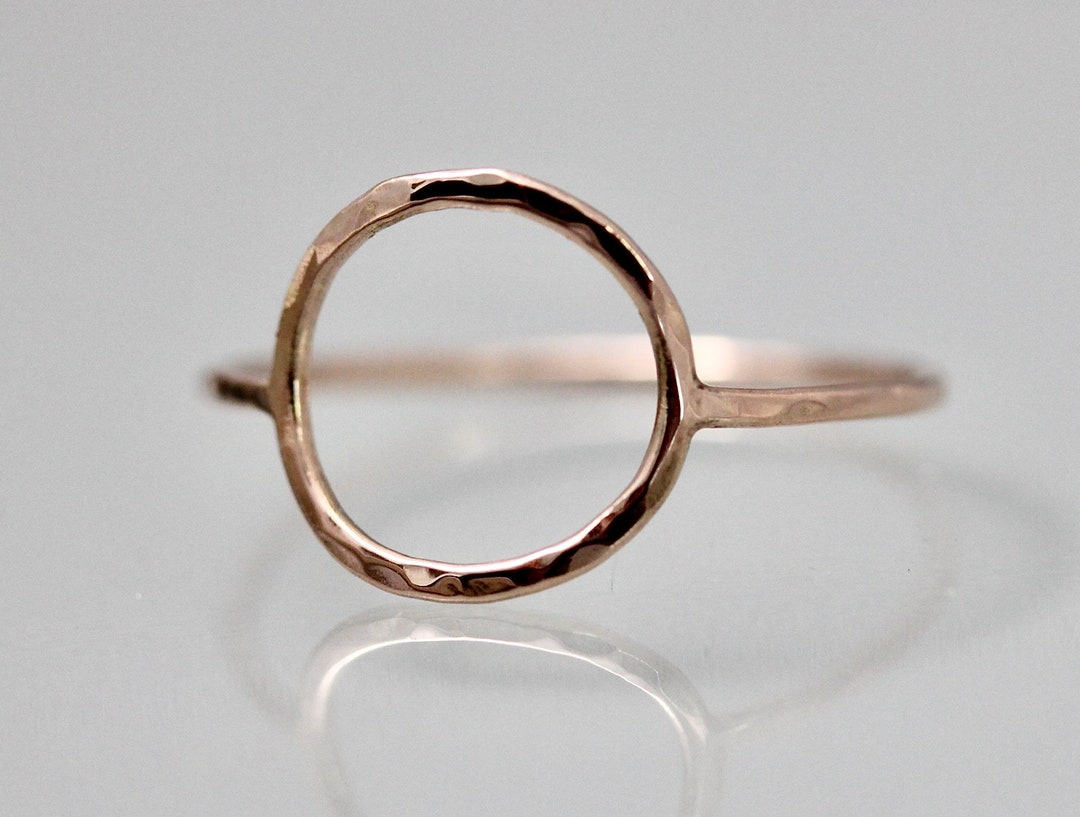 Rose Gold Gold Circle Ring 14k Solid Gold Hammered 10mm Open O Circle ...