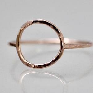 Rose Gold Gold Circle Ring 14k Solid Gold Hammered 10mm Open O Circle ...