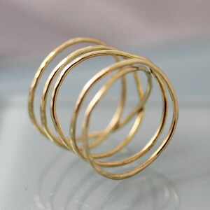 18k Gold Wrap Ring Solid Gold Hammered Organic Rustic 5 Band Stack ...