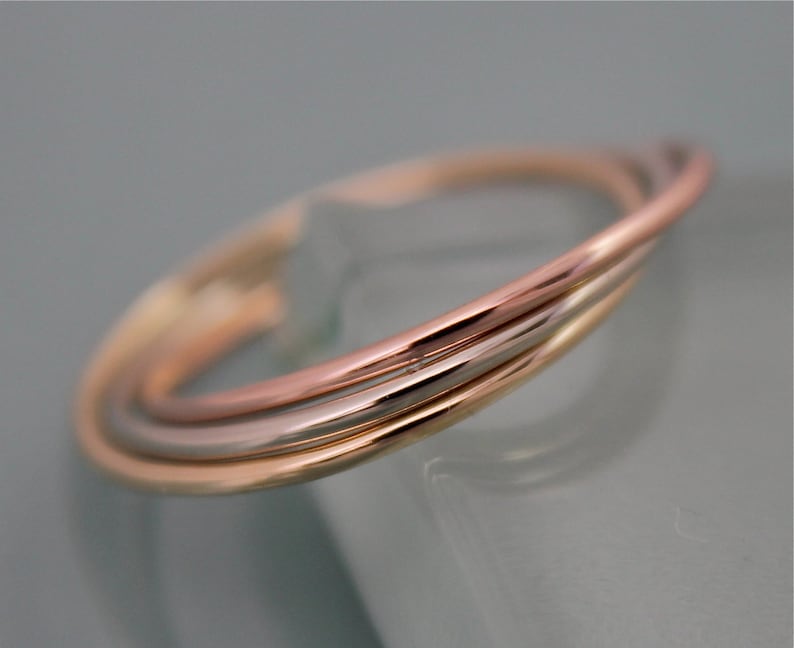 Triplet Ring 14k Tri Color Wedding Band Gold Russian Infinity - Etsy