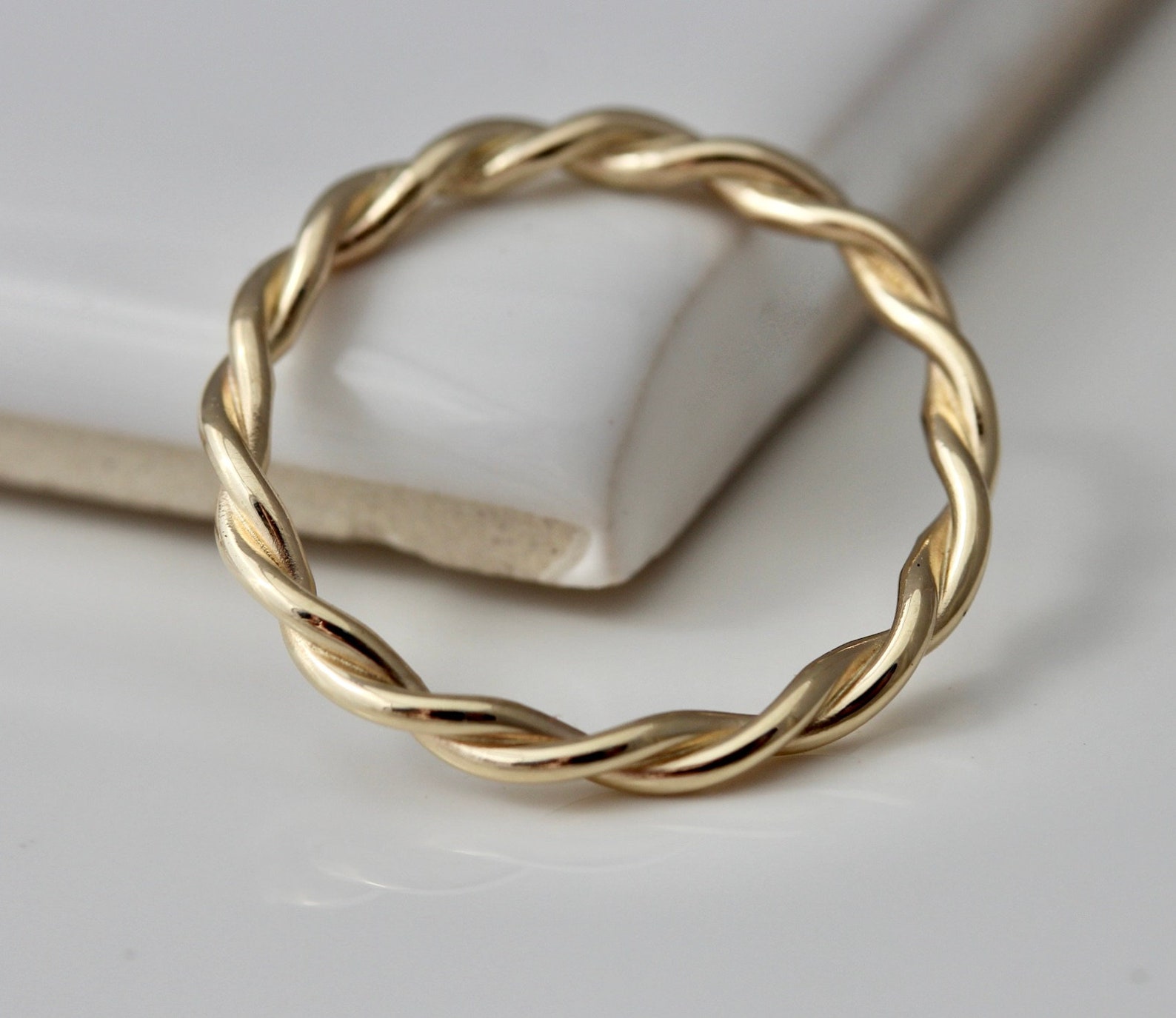 Solid Gold Twist Ring Relaxed Twist 2mm 14k SOLID Yellow Gold Rope ...