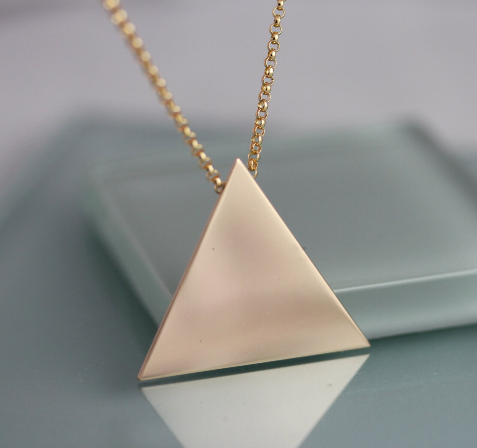 Triangle Necklace Gold Filled or Sterling Silver Geometric - Etsy