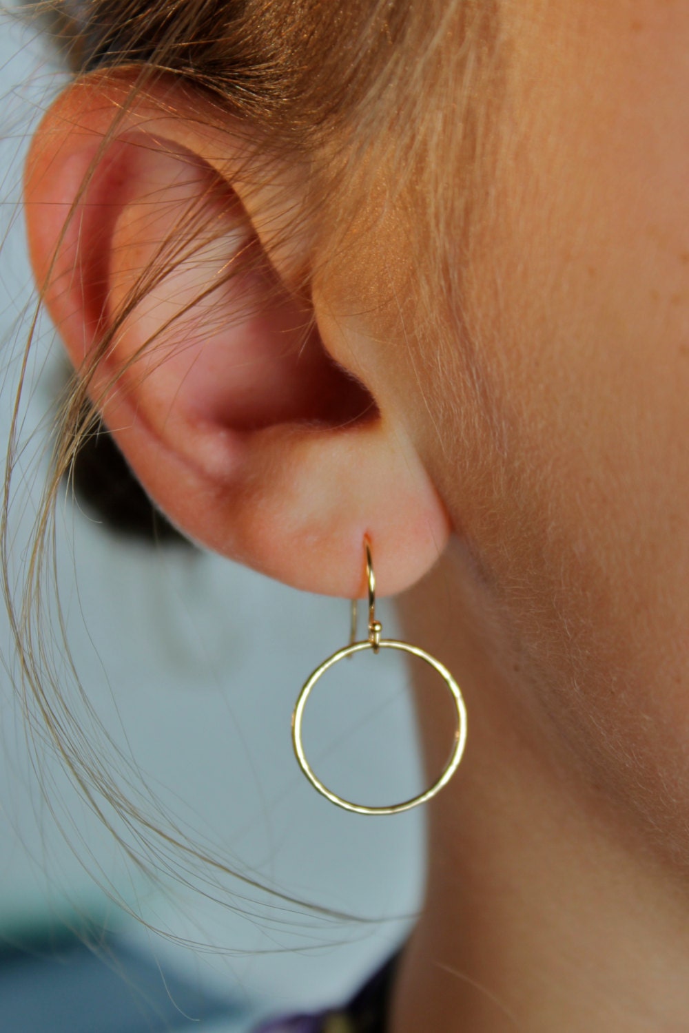 Solid Gold Hoops 14k Yellow Gold Sparkle Loop Dangle Drop - Etsy