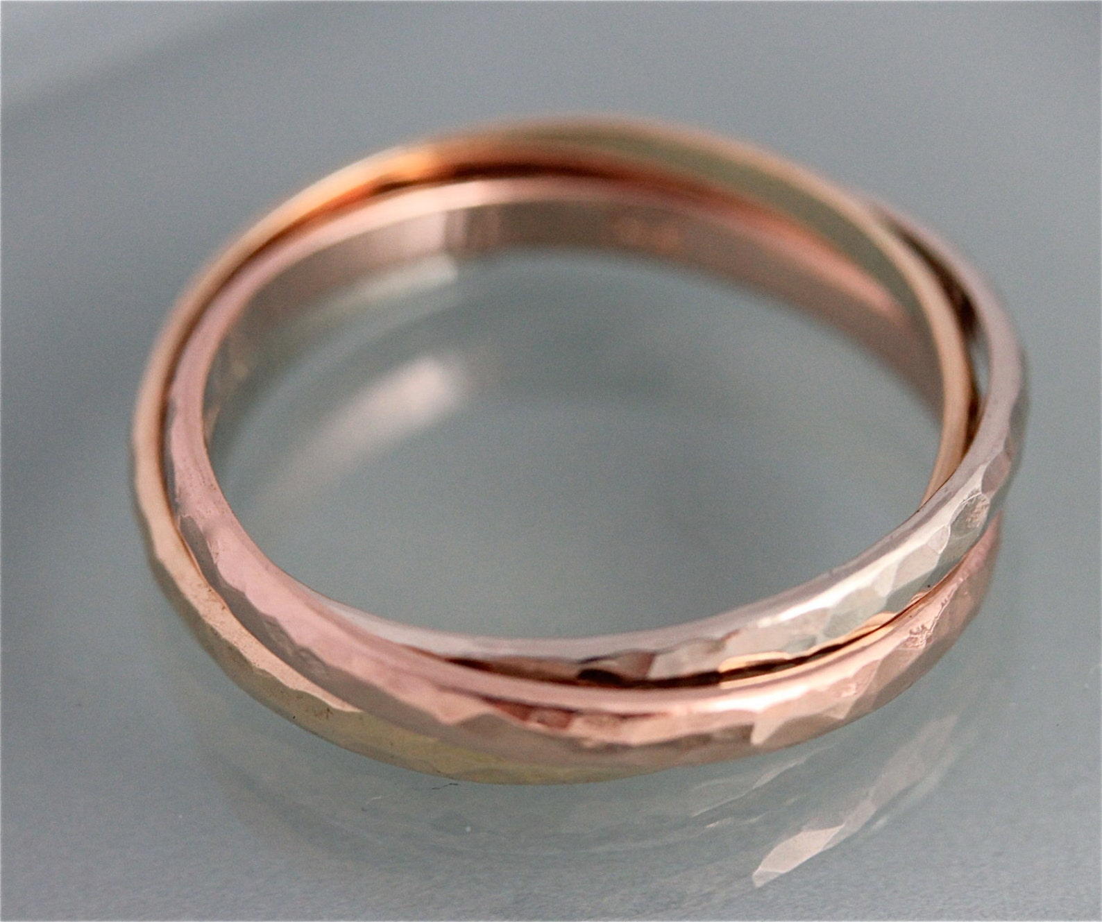 Rolling Russian Wedding Band Tri Color 14k Solid Gold Trinity Ring ...