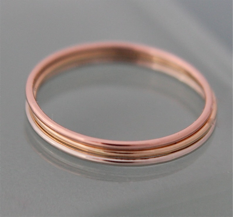 Gold Stack Rings Choose 3 14k SOLID Gold Super Skinny Stacking | Etsy