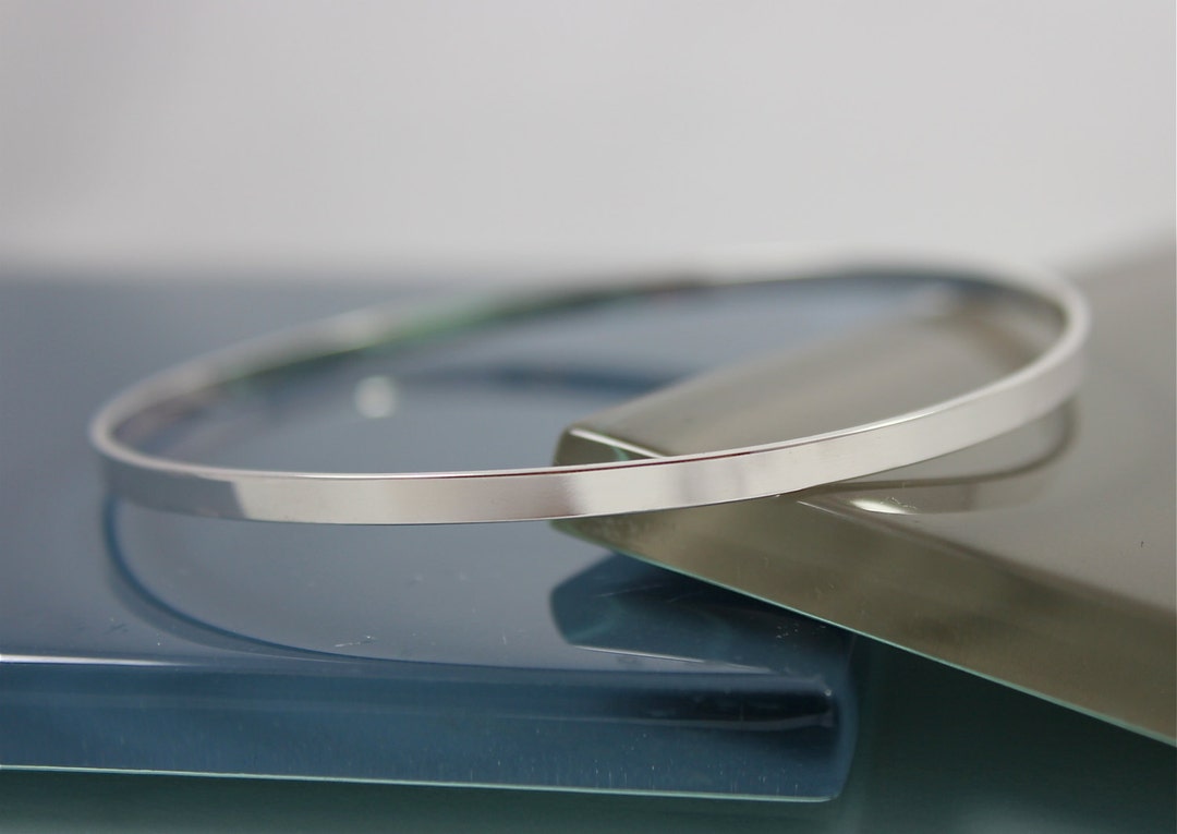 Silver Bangle Rectangle Profile Right Angles Sterling Silver Rectangle ...