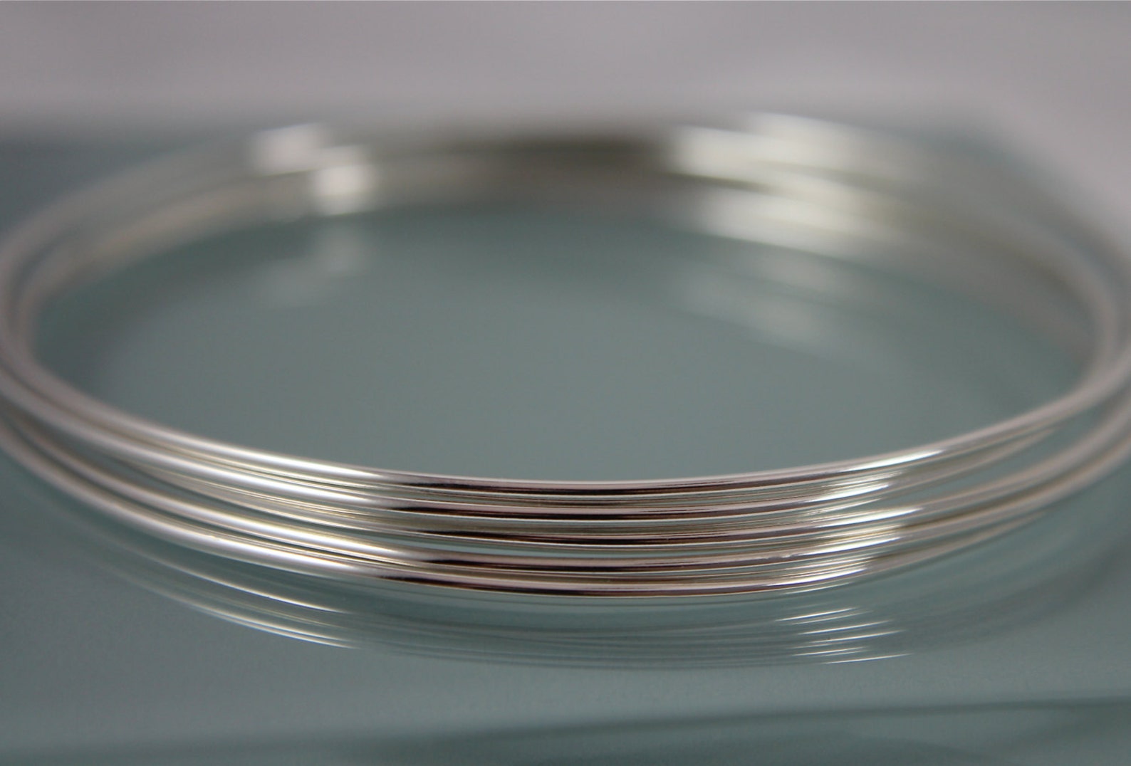 Sterling Silver Thin Bangle Set of Five Hand Forged Smooth - Etsy